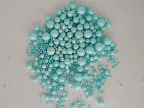 Edible Blue Pearls Sugar Sprinkles 120g/4.23 oz, Mix size Candy Pearl for Cake Decorating and Cupcake Toppers, Cookie Decorations Topping, Wedding Shower Party Valentines Halloween Christmas