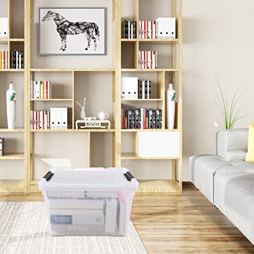 Afromy 4-Pack 35 Quart Plastic Storage Bins with Lid, Latching Stackable Utility Tote, Clear