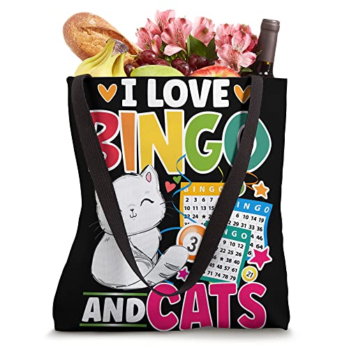 Cat Lover I Love Bingo And Cats Gambling Bingo Player Bingo Tote Bag