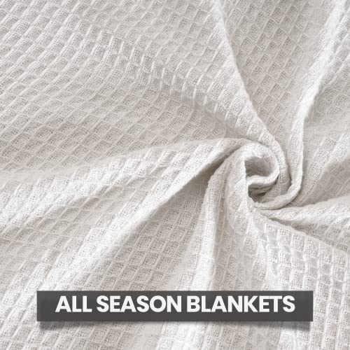 Cotton Blanket Queen Size, Luxury Blankets for Any-Home Decor, Waffle Blanket - Gifts for Mom, Soft Throw Blanket, Queen Size Blanket for Queen Bed, White Blanket - 90" X 90"
