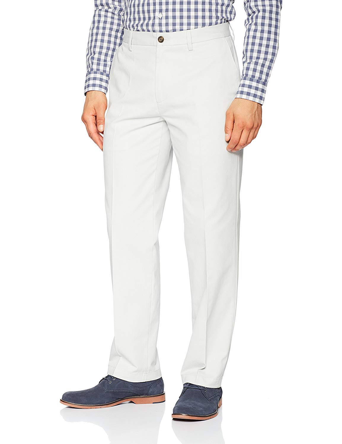Amazon Essentials Men's Classic-Fit Wrinkle-Resistant Flat-Front Chino Pant (Available in Big & Tall), Light Grey, 42W x 30L