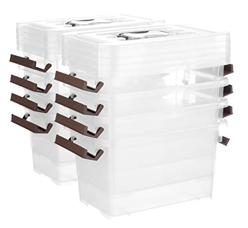 YYXB 8 Pack Plastic Storage Latch Bins, 4.5 Quart Clear Plastic Handle Box with Lids and Handle, Multi-Purpose, 4 Litre