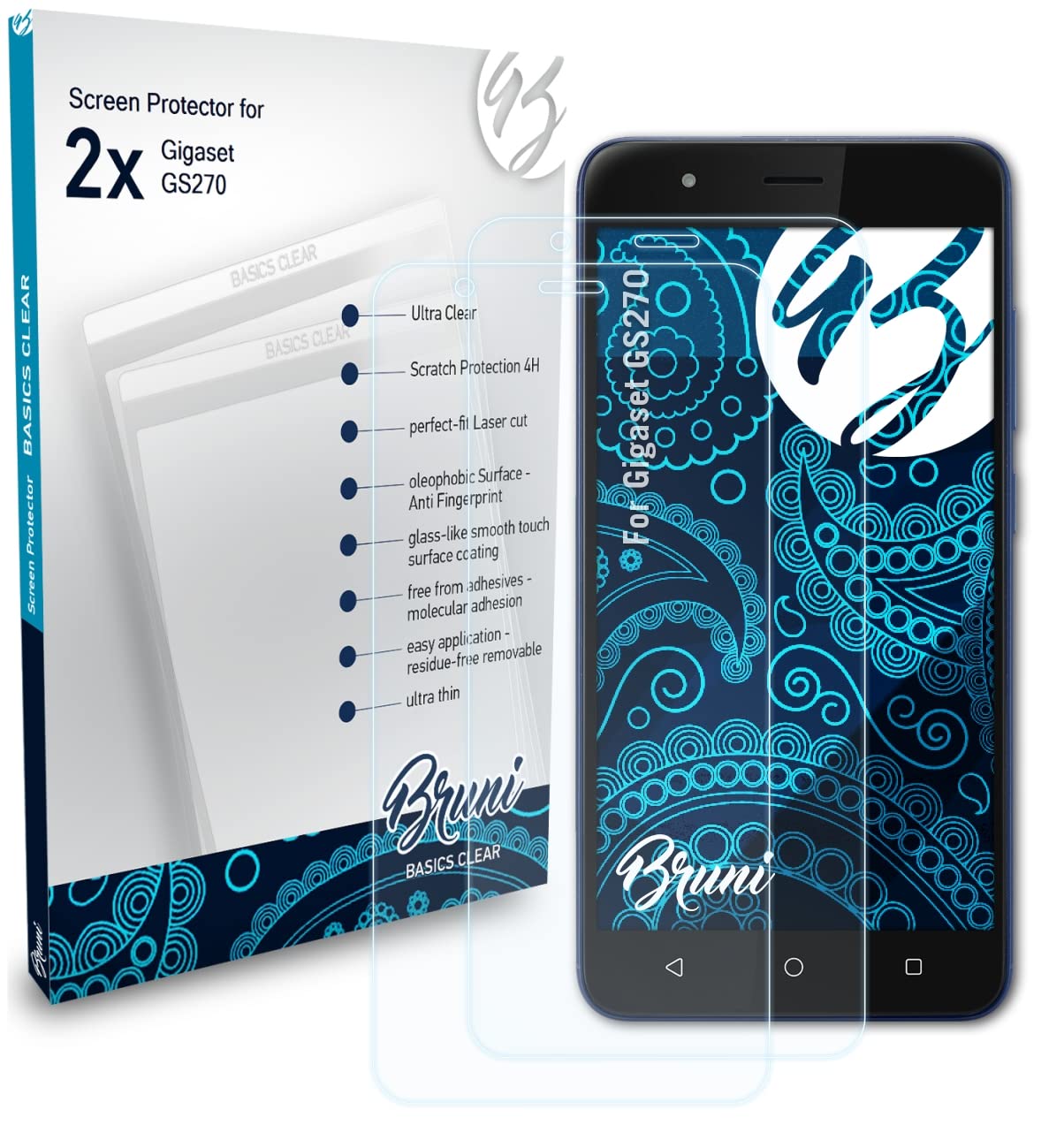 Bruni Screen Protector compatible with Gigaset GS270 Protector Film, crystal clear Protective Film (2X)