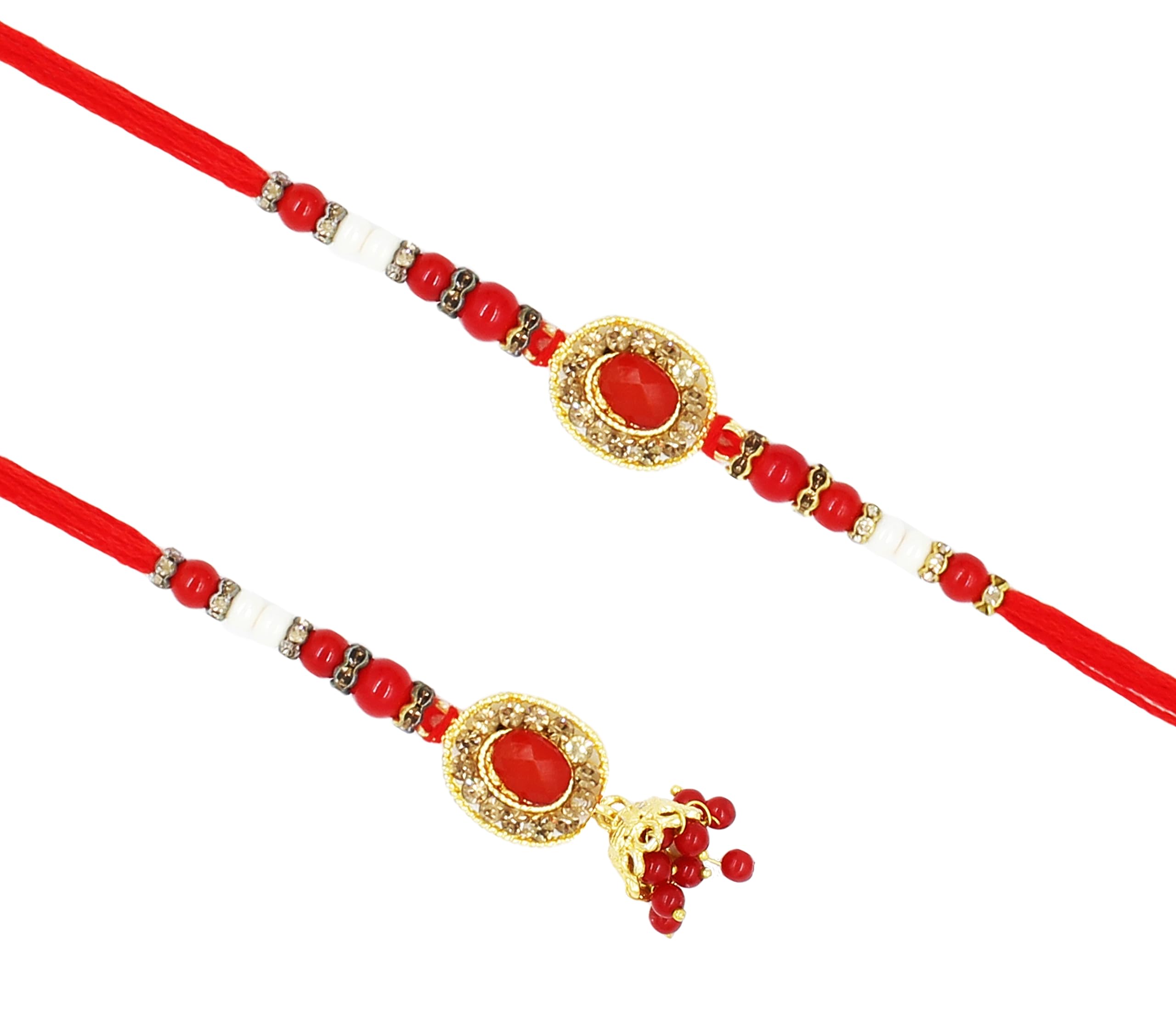 TrendBell Lumba Rakhi Set for Brother Bhabhi | Raksha Bandhan Handmade Rakhi Fancy Rakhi for Bhaiya Bhabhi | Rakhi for Brother (Design1)