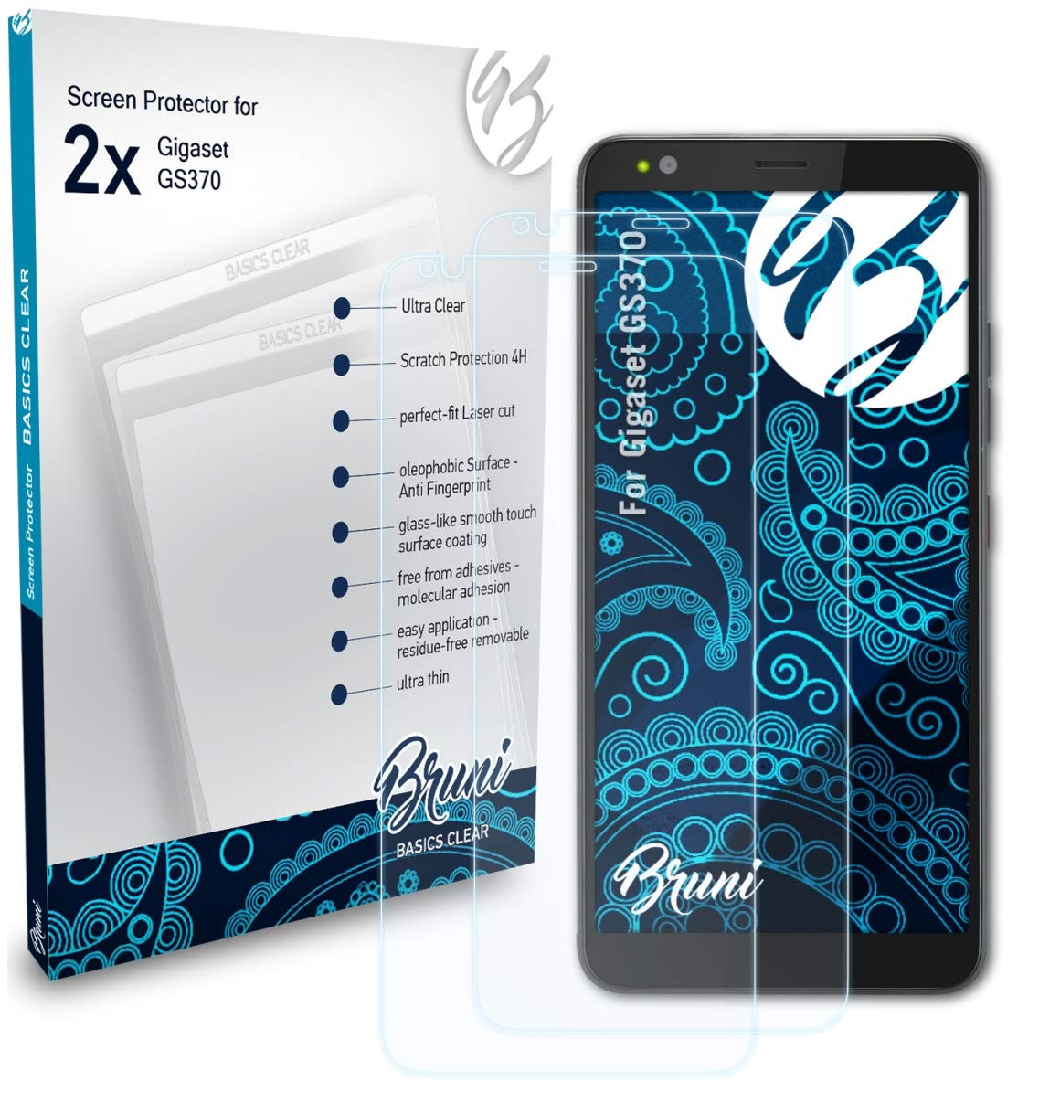 Bruni Screen Protector compatible with Gigaset GS370 Protector Film, crystal clear Protective Film (2X)