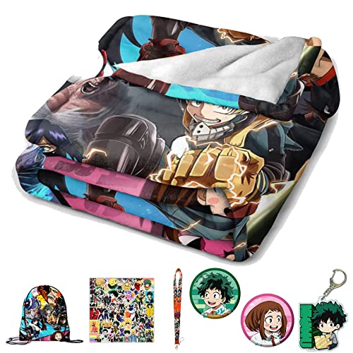 Anime My Hero Cartoon Throw Academia Blanket Flannel Soft Cozy Warm Lightweight Blankets for Travelling Camping Living Room Sofa Bedroom Decor Gifts (My Hero Academia Blanket, 60in*80in)