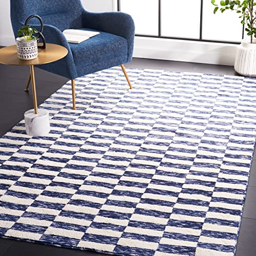 Safavieh Easy Care Collection Machine Washable 6' x 9' Navy/Ivory ECR109N Modern Contemporary Geometric Living Room Dining Bedroom Area Rug