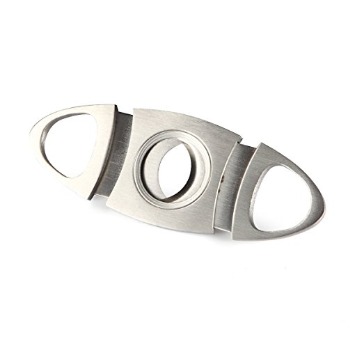 Alaska Bear® Cigar Cutter Stainless Steel Guillotine Double Cut Blade in Black Gift Pouch