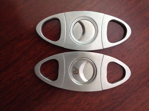 Alaska Bear® Cigar Cutter Stainless Steel Guillotine Double Cut Blade in Black Gift Pouch
