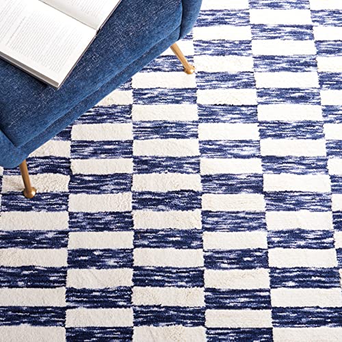 Safavieh Easy Care Collection Machine Washable 6' x 9' Navy/Ivory ECR109N Modern Contemporary Geometric Living Room Dining Bedroom Area Rug