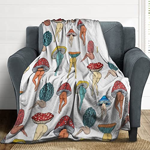 Mushroom Butt Flannel Fleece Blanket Ultra-Soft Cozy Plush Blanket Air Conditioning Blanket Throw Blanket Microfiber Blankets for Bed Couch Chair Car Living Room 40''×50''