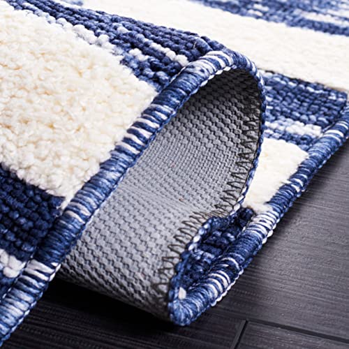 Safavieh Easy Care Collection Machine Washable 6' x 9' Navy/Ivory ECR109N Modern Contemporary Geometric Living Room Dining Bedroom Area Rug