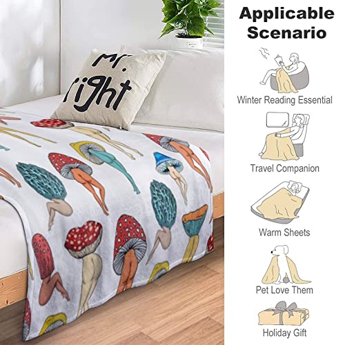 Mushroom Butt Flannel Fleece Blanket Ultra-Soft Cozy Plush Blanket Air Conditioning Blanket Throw Blanket Microfiber Blankets for Bed Couch Chair Car Living Room 40''×50''