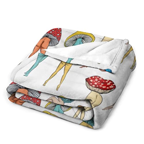 Mushroom Butt Flannel Fleece Blanket Ultra-Soft Cozy Plush Blanket Air Conditioning Blanket Throw Blanket Microfiber Blankets for Bed Couch Chair Car Living Room 40''×50''