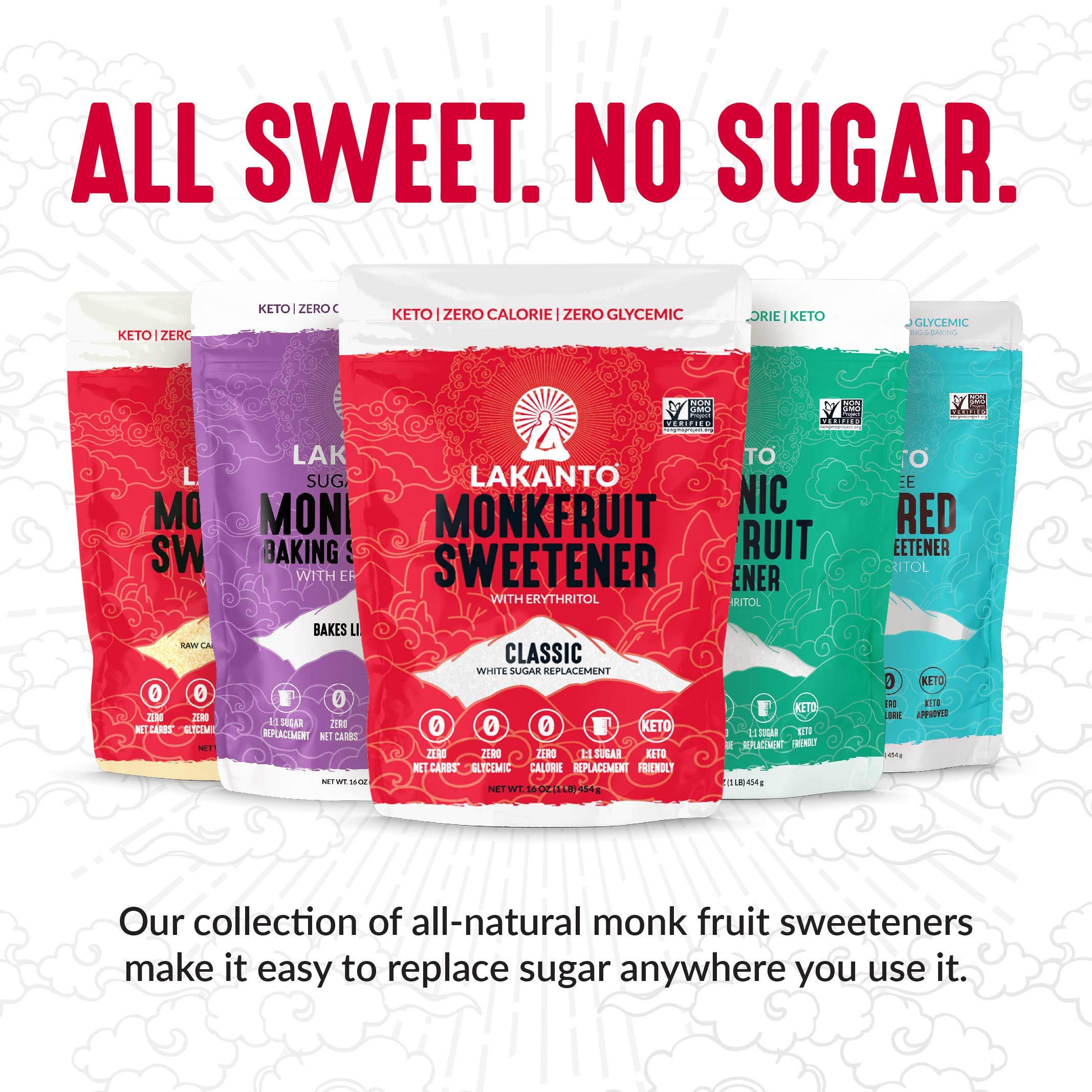 Lakanto Classic Monk Fruit Sweetener with Erythritol - White Sugar Substitute, Zero Calorie, Keto Diet Friendly, Zero Net Carbs, Baking, Extract, Sugar Replacement (Classic White - 8.29 oz)