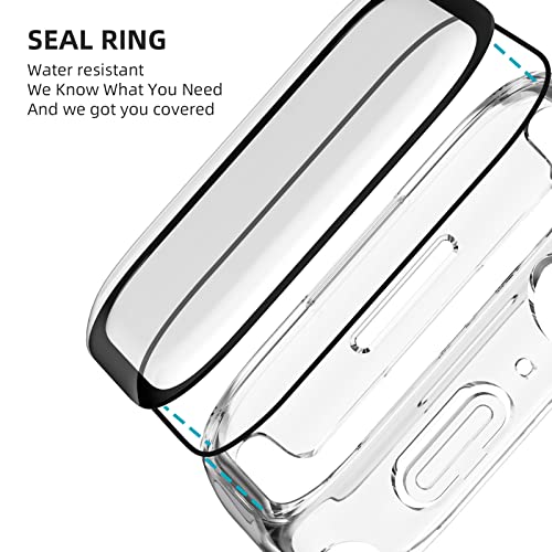 OXWALLEN Waterproof Case fit for Apple Watch Series 8/7 45mm with Bulit-in 9H Tempered Glass Screen Protector, Rugged Protective [Anti-Fog ] [Full Coverage] [Touch Sensitive] Case for iWatch, Clear