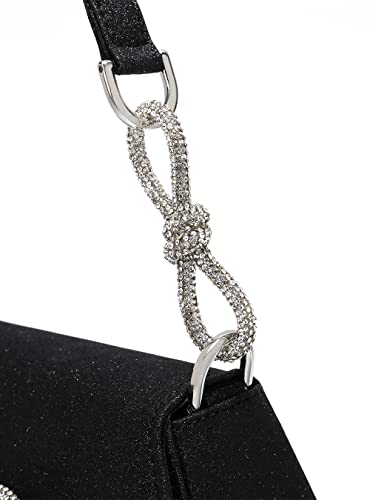 YIKOEE Sparkly Rhinestone Bow Evening Bag Clutch Purses for Women (Black)