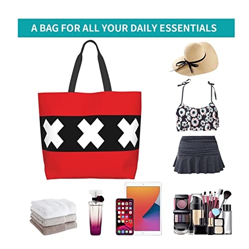 Amsterdam City Flag Tote Storage Bag Women'S Big Capacity Shopping Shoulder Bag With Inner Pocket