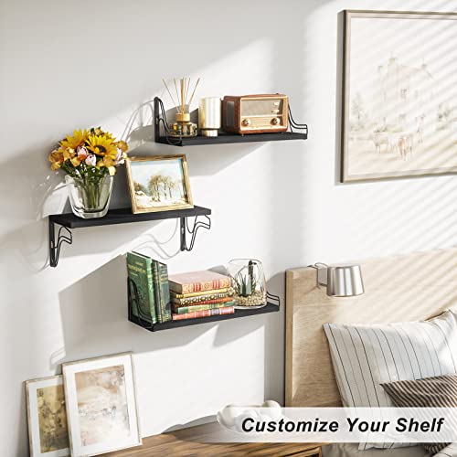 SRIWATANA U Shelves Wall Mounted Set of 3 and Large Floating Shelves Set of 3 (Contains 2 Items)