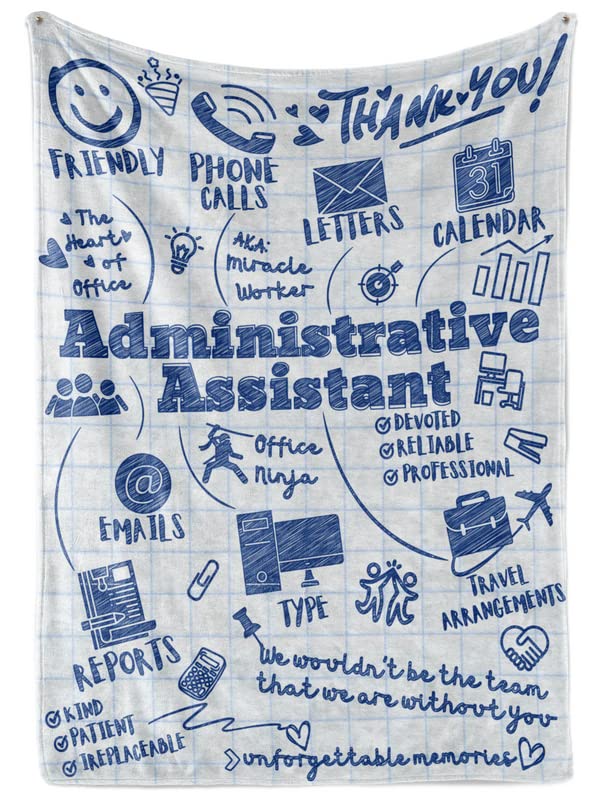InnoBeta Administrative Assistant Gifts for Administrative Professional Day, Bed Flannel Plush Blanket for Women/Men (50"x 65") - Administrative Assistant Job - Blue
