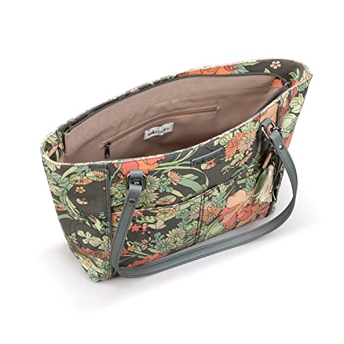 Sakroots Metro Tote Bag, Charcoal Flower Power