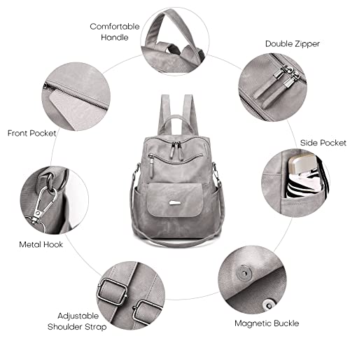 Konelia PU Leather Backpack Purse for Women Fashion Multipurpose Design Handbag Ladies Shoulder Bags Travel Backpack Brown