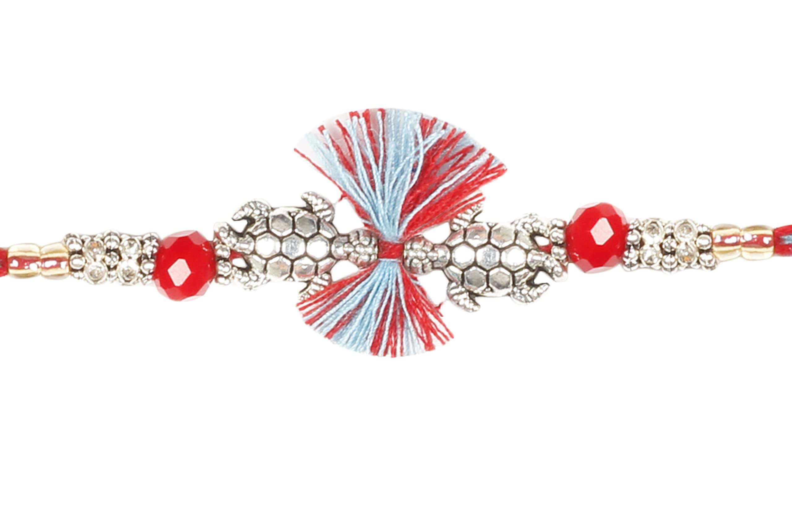 Ruci Store Fancy Silver Turtle Rakhi for Brother Raksha Bandhan Casting Metal Rakhi Lucky Charm Bracelet