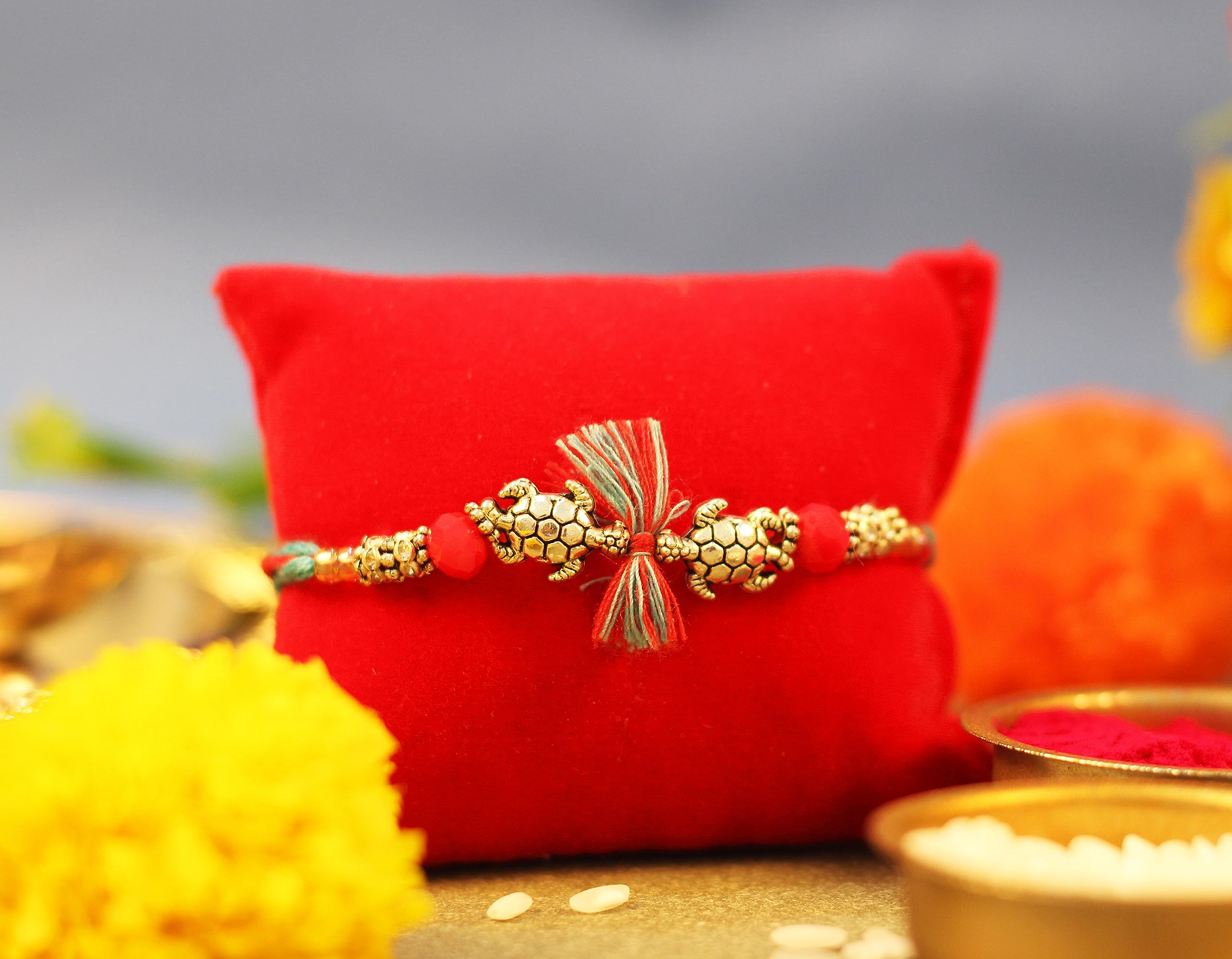 Ruci Store Fancy Silver Turtle Rakhi for Brother Raksha Bandhan Casting Metal Rakhi Lucky Charm Bracelet
