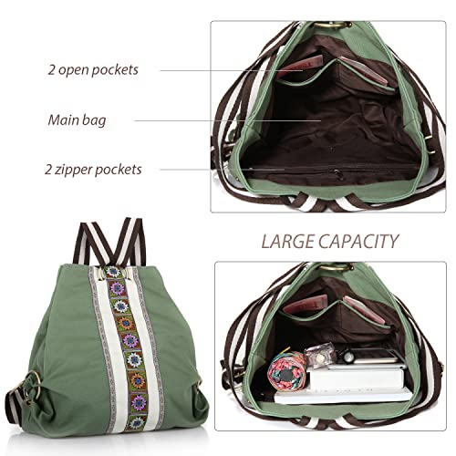 Women Canvas Backpack Daypack Casual Shoulder Bag, Vintage Heavy-duty Anti-theft Travel Backpack