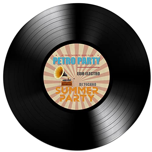 YEAHSPACE Record Rug Round 40 inch Retro Music Rug Playroom Living Room Bedroom Decor-Retro Music Vinyl Record CD Black