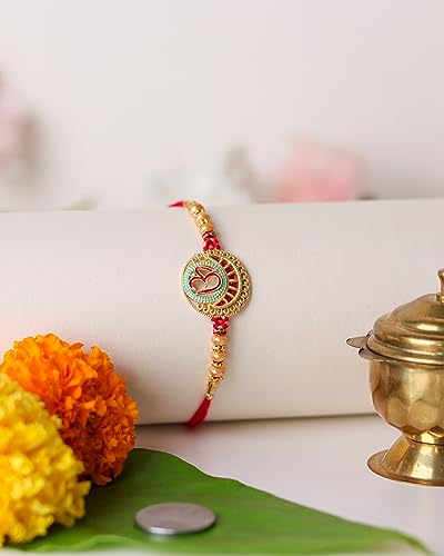 CHERKRAFT Rakhi Thread for Brother Men/Boy - Designer Rakhi with OM Symbol for Rakshabandhan (Pack of 1) (Design 4)