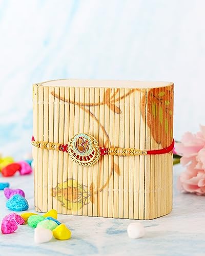 CHERKRAFT Rakhi Thread for Brother Men/Boy - Designer Rakhi with OM Symbol for Rakshabandhan (Pack of 1) (Design 4)