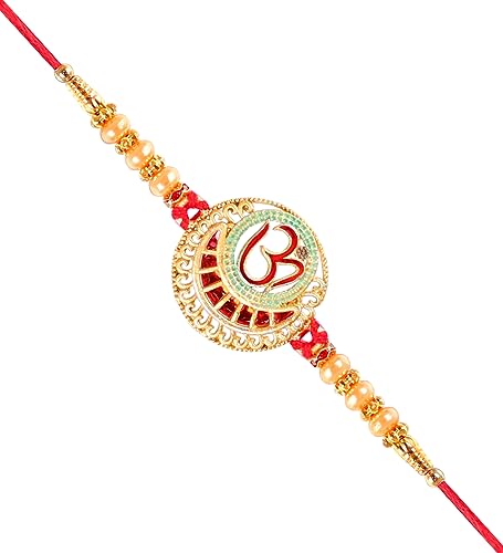 CHERKRAFT Rakhi Thread for Brother Men/Boy - Designer Rakhi with OM Symbol for Rakshabandhan (Pack of 1) (Design 4)