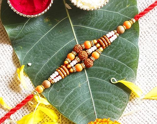 Premium Designer Rakhi for Brother Multicolor Beautiful & Designer Thread Raksha Bandhan Rakhi for Loving Brother Bhai | Rakhi for Small Brother (Rudraksh)