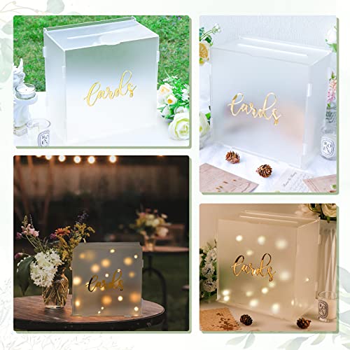 OurWarm Acrylic Wedding Card Box with String Light, Frosted Gift Card Box for Wedding Decorations for Reception, Money Box for Wedding Bridal Shower Decorations Party Reception Anniversary