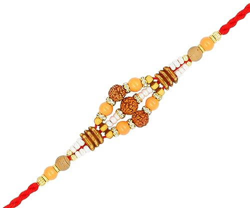 Premium Designer Rakhi for Brother Multicolor Beautiful & Designer Thread Raksha Bandhan Rakhi for Loving Brother Bhai | Rakhi for Small Brother (Rudraksh)