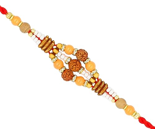 Premium Designer Rakhi for Brother Multicolor Beautiful & Designer Thread Raksha Bandhan Rakhi for Loving Brother Bhai | Rakhi for Small Brother (Rudraksh)