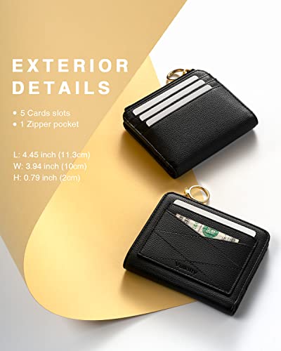 Vulkitty Leather Wallet for Woman RFID Blocking Bifold Small Compact Wallets Zipper Pocket Purse Large Capacity Card Hold Case with ID window