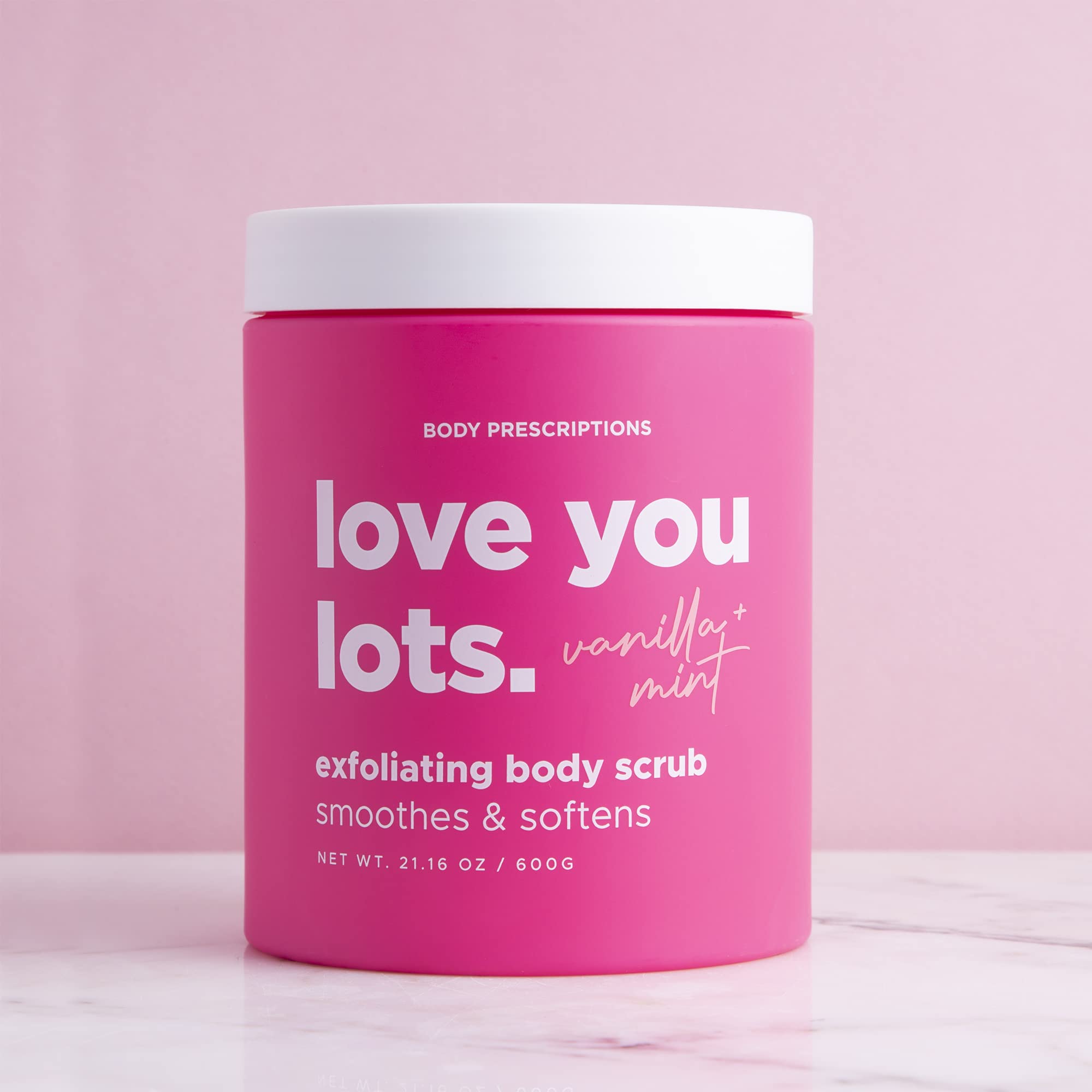 Body Prescriptions Exfoliating Body Scrub – Body Cleanser for Nourished, Ultra-Smooth Skin, Vanilla and Mint (Love You Lots)