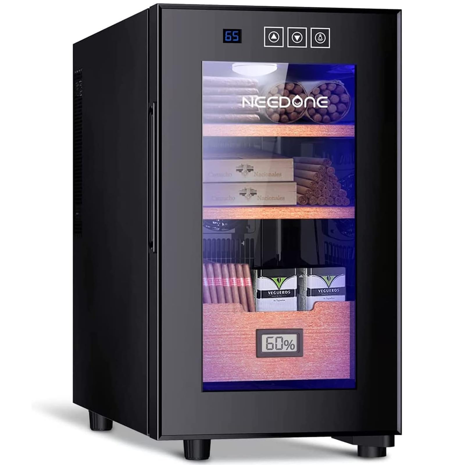 NEEDONE Electric Cooler Humidor, 23L 150 Counts Capacity, with Spanish Cedar Wood helves & Drawer Electronic Humidor Gift for Men