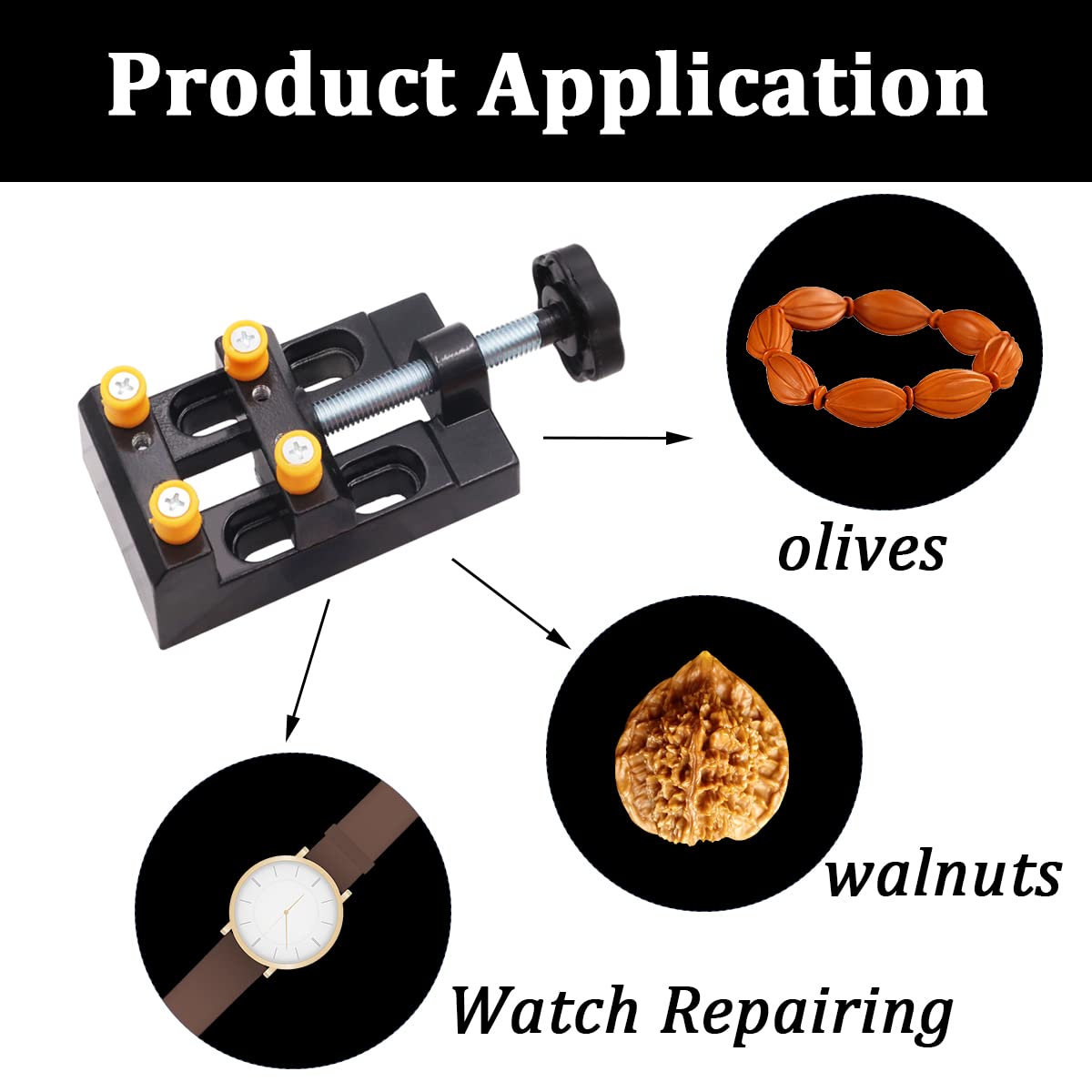 Dianrui Universal Mini Flat Clamp Bench Vice Clamp Table Mini Drill Press Vise, Carving Bed Tools Suitable for Watch Repairing, DIY Sculpture Craft Jewelry and Walnut Nuclear K-001