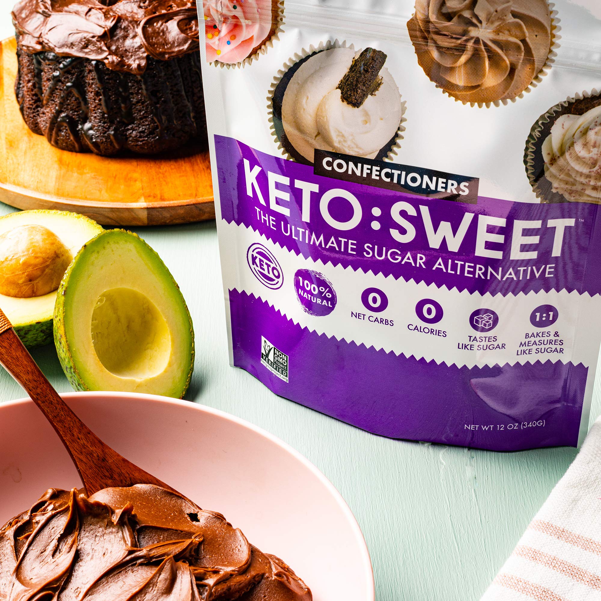 KETO:SWEET, Ultimate Sugar Alternative 100 Natural Erythritol Granulated Confectioner Baking Combo Pack, 12 Ounce (Pack of 2)