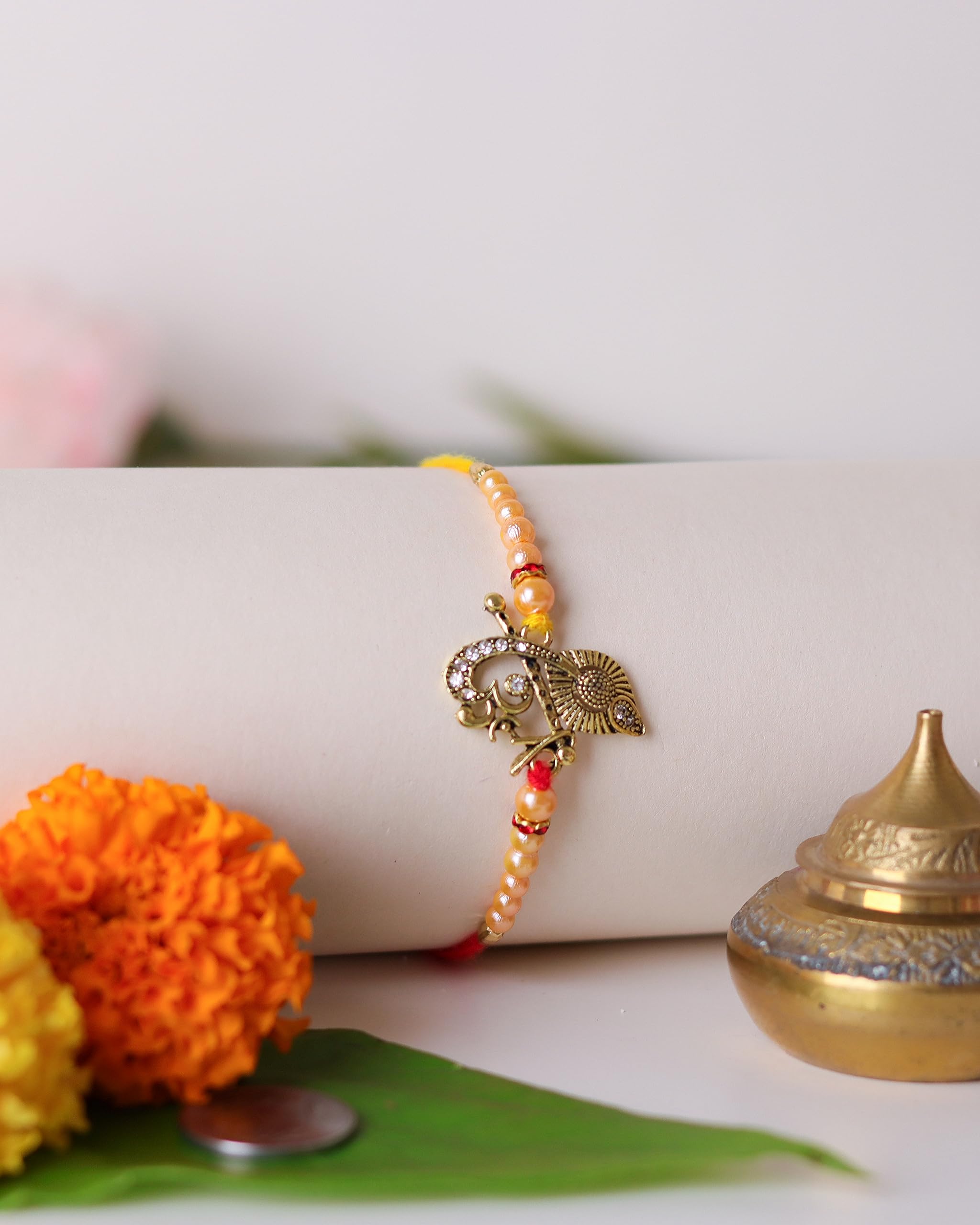 CHERKRAFT Jai Shree Krishna Morpank Flute Rakhi for Brother (Pack of 1) Rakhi Thread for Men/Boy Raksha Bandhan (Design 3, Standard)