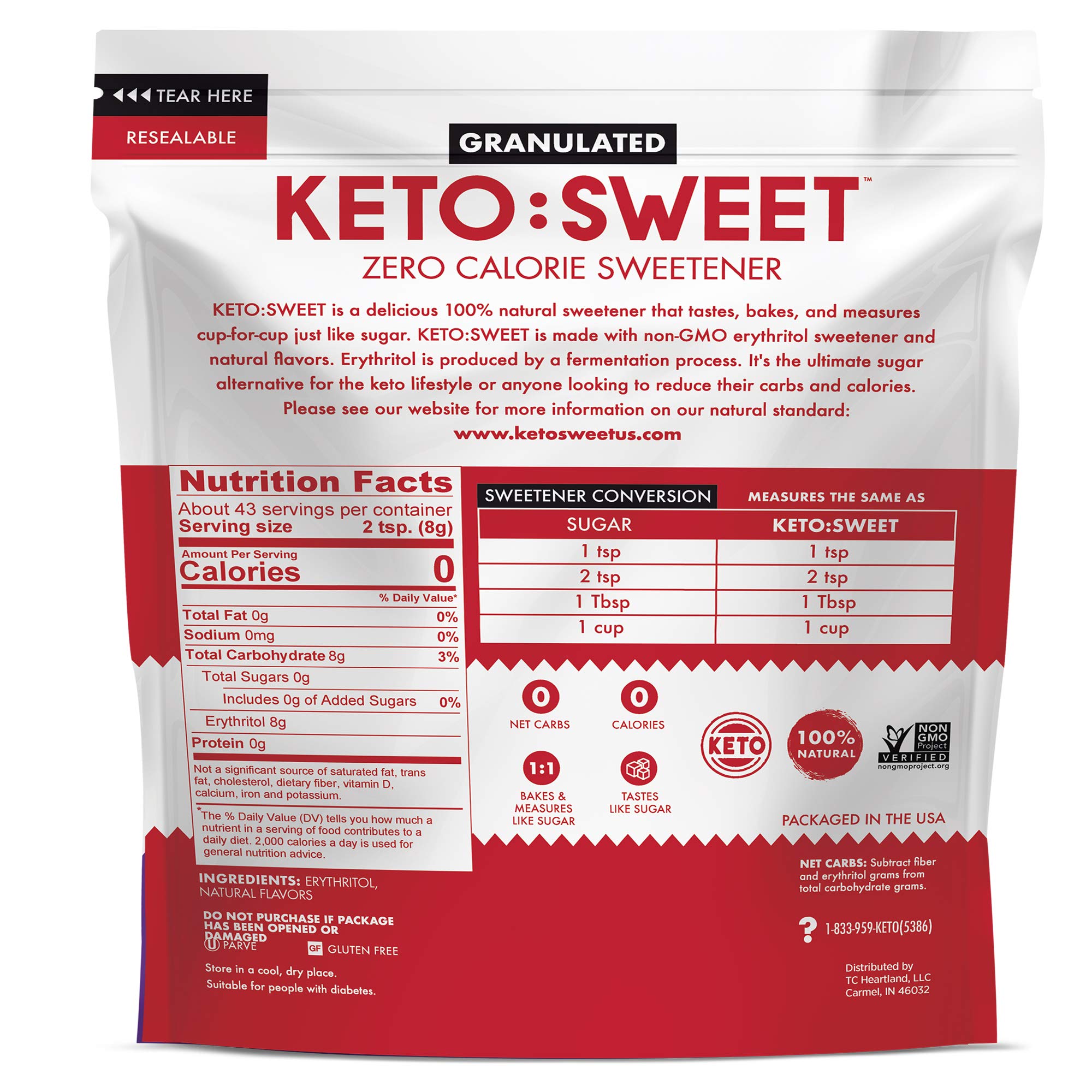 KETO:SWEET, Ultimate Sugar Alternative 100 Natural Erythritol Granulated Confectioner Baking Combo Pack, 12 Ounce (Pack of 2)