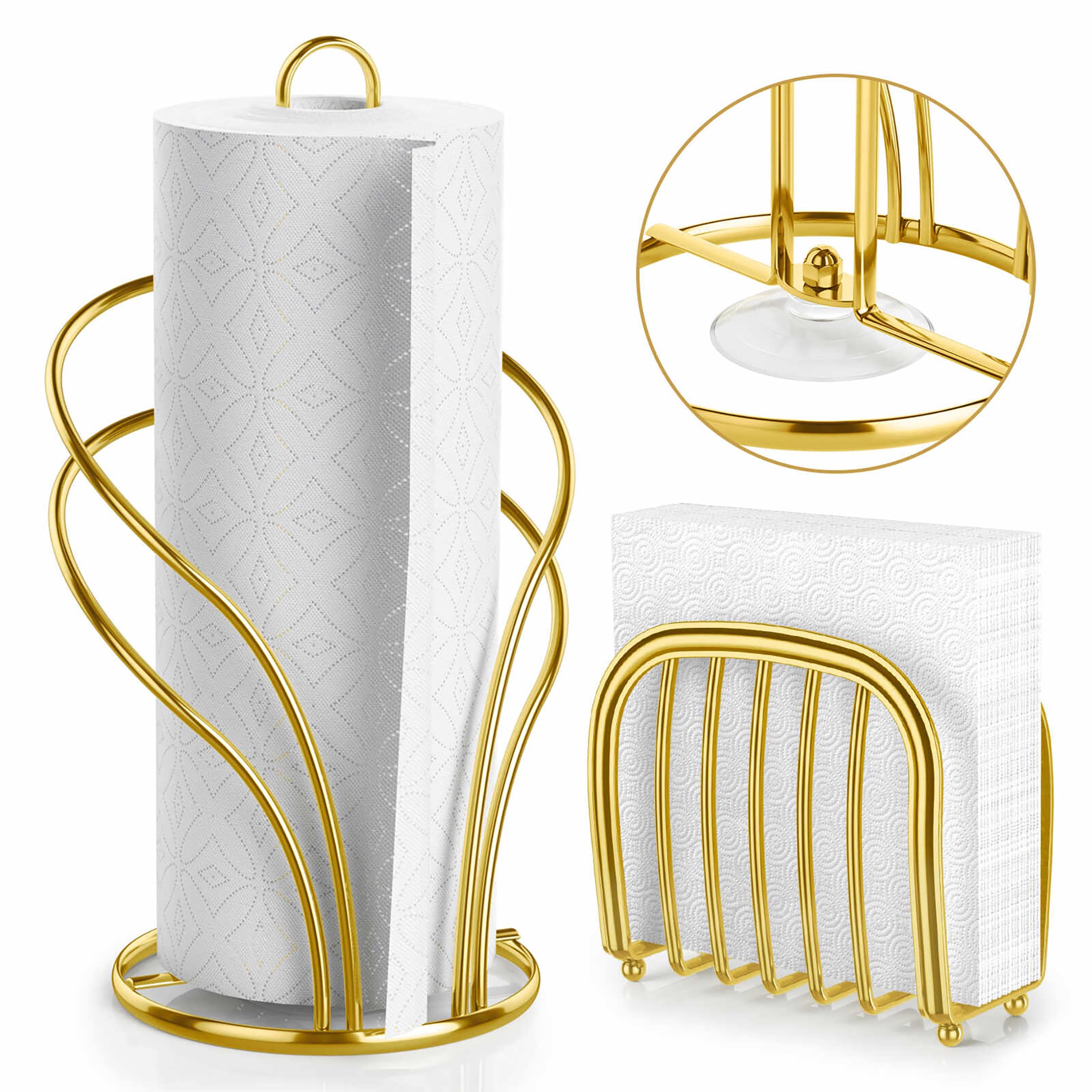 2 Pack Paper Towel Holder Under Cabinet, Self-Adhesive Paper Towel Bar, Paper Towels Rolls Holder Under Counter Wall Mount for Kitchen Bathroom Cabinets Towel Rack Stainless Steel - 13.2''/Black