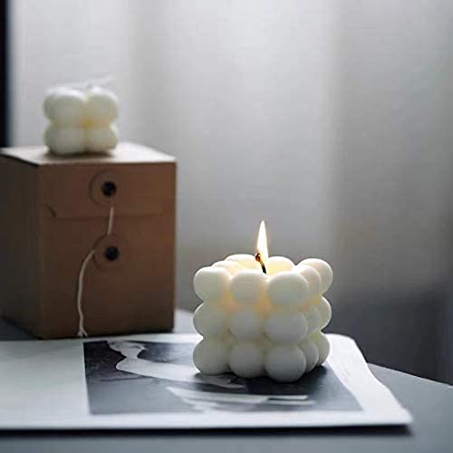 Euforik Bubble Candle Home Decoration White Bubble Candle Handmade Cube for Bedroom Bathroom Decorations Soy Candles