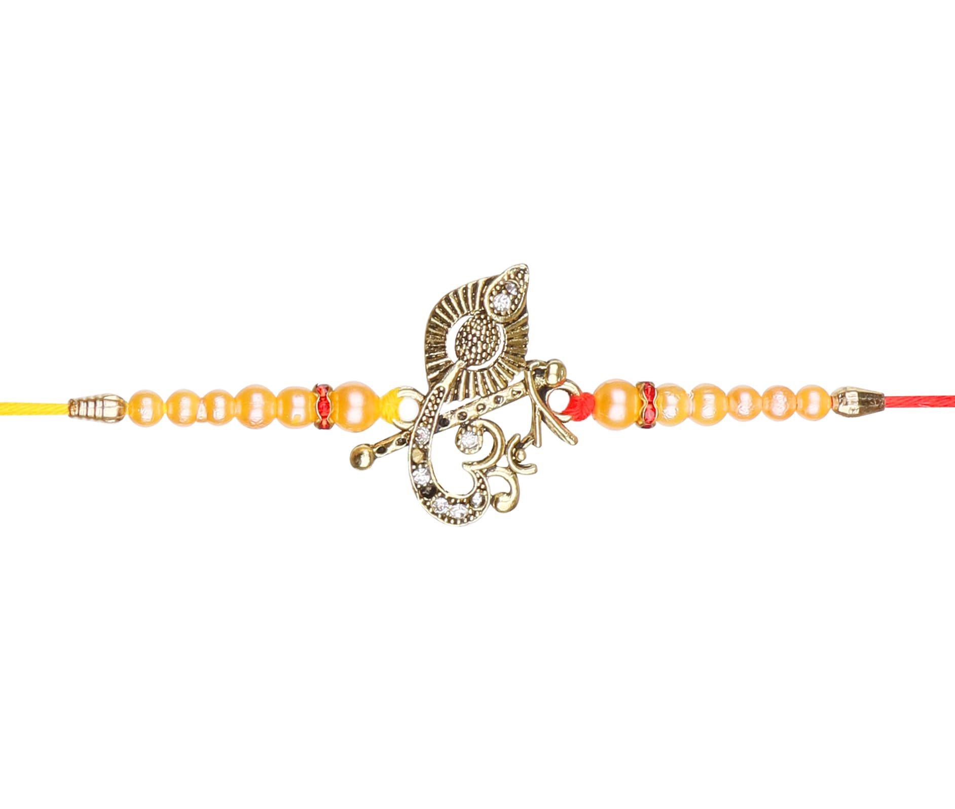CHERKRAFT Jai Shree Krishna Morpank Flute Rakhi for Brother (Pack of 1) Rakhi Thread for Men/Boy Raksha Bandhan (Design 3, Standard)