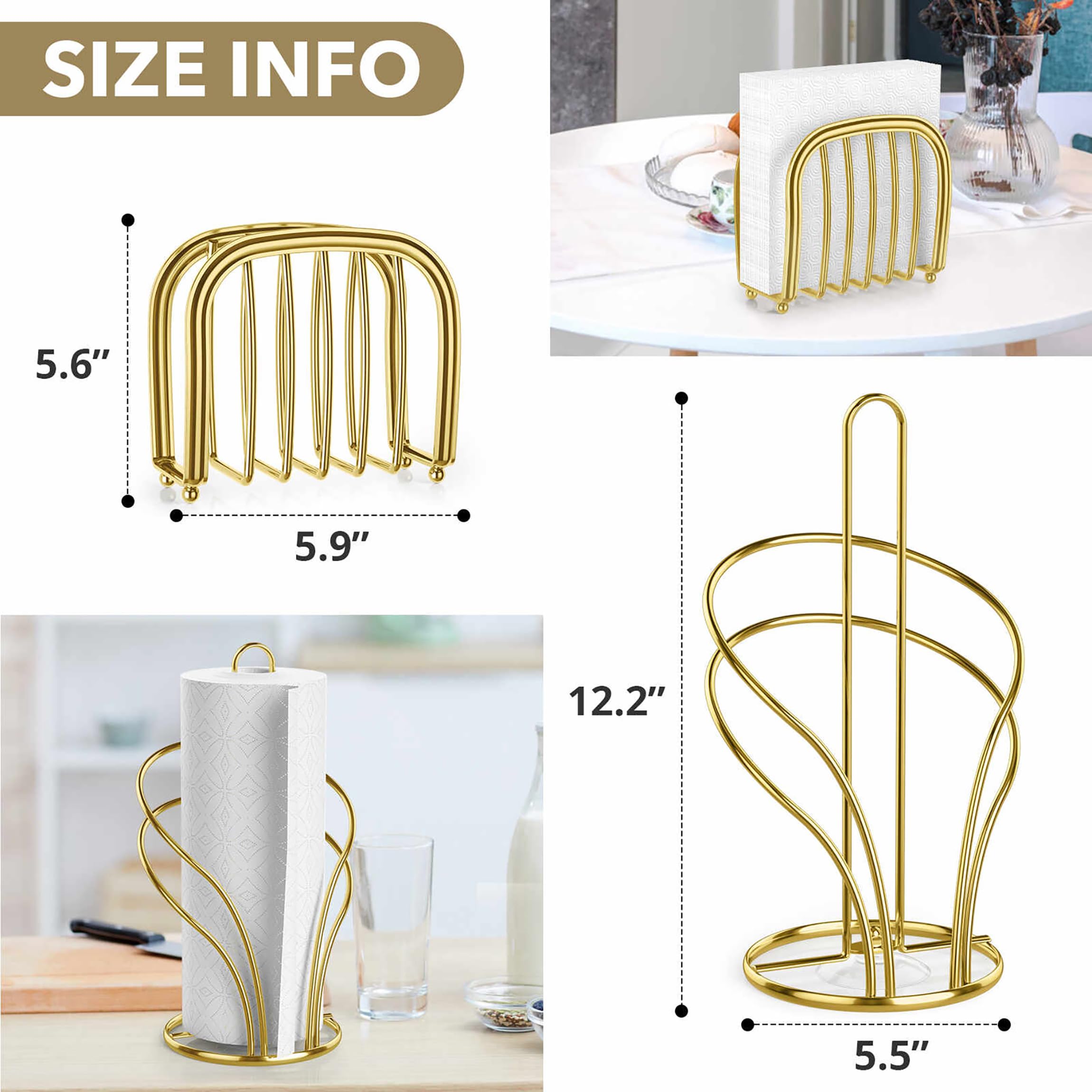 2 Pack Paper Towel Holder Under Cabinet, Self-Adhesive Paper Towel Bar, Paper Towels Rolls Holder Under Counter Wall Mount for Kitchen Bathroom Cabinets Towel Rack Stainless Steel - 13.2''/Black