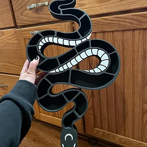 COUNTOOZQ Creative Floating Shelves Snake Shape Wall Decor Wood Wall Shelves Decorative Wall Hanging Crystal Display Shelf for Crystal Stones Chakrastones Mineral Rocks,A