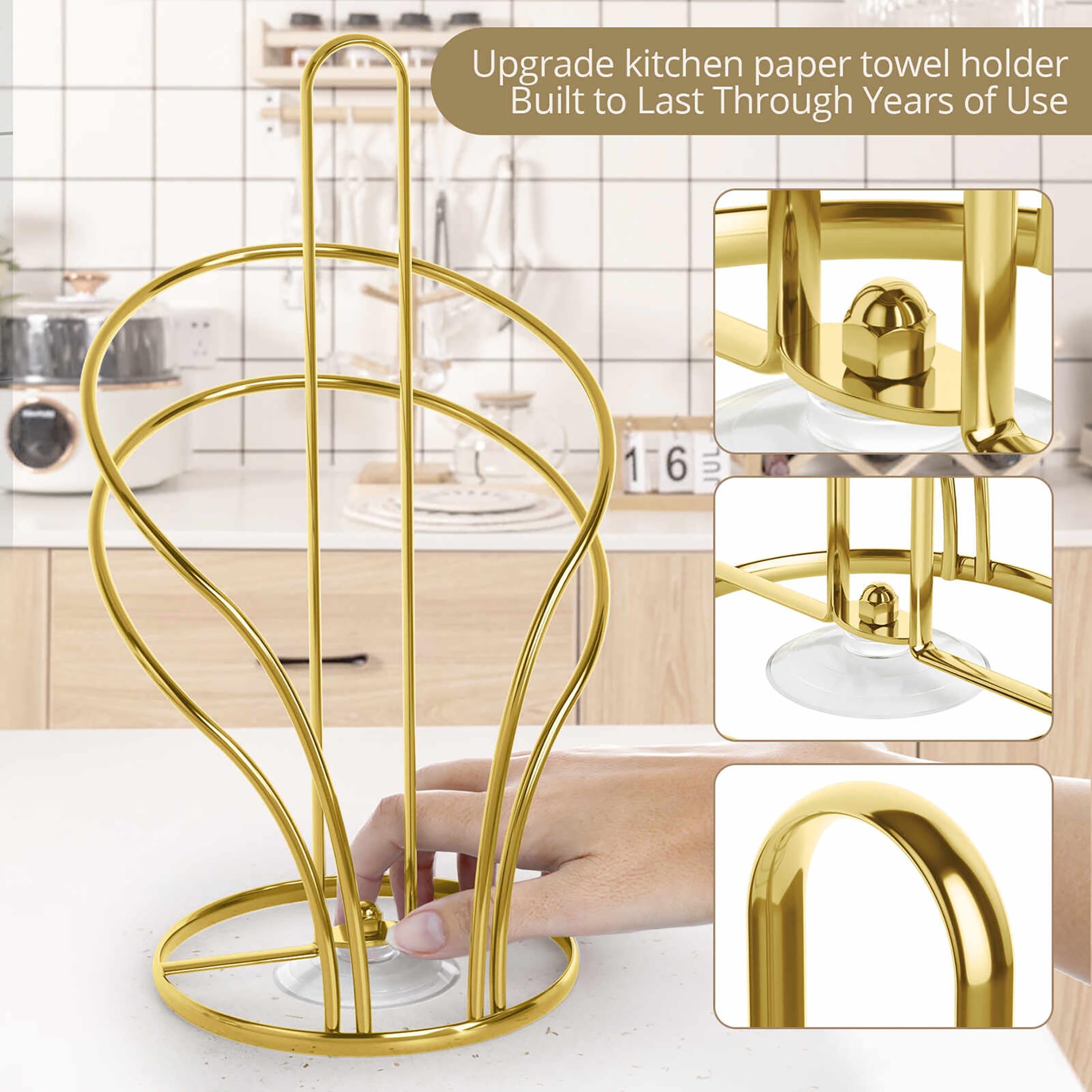 2 Pack Paper Towel Holder Under Cabinet, Self-Adhesive Paper Towel Bar, Paper Towels Rolls Holder Under Counter Wall Mount for Kitchen Bathroom Cabinets Towel Rack Stainless Steel - 13.2''/Black